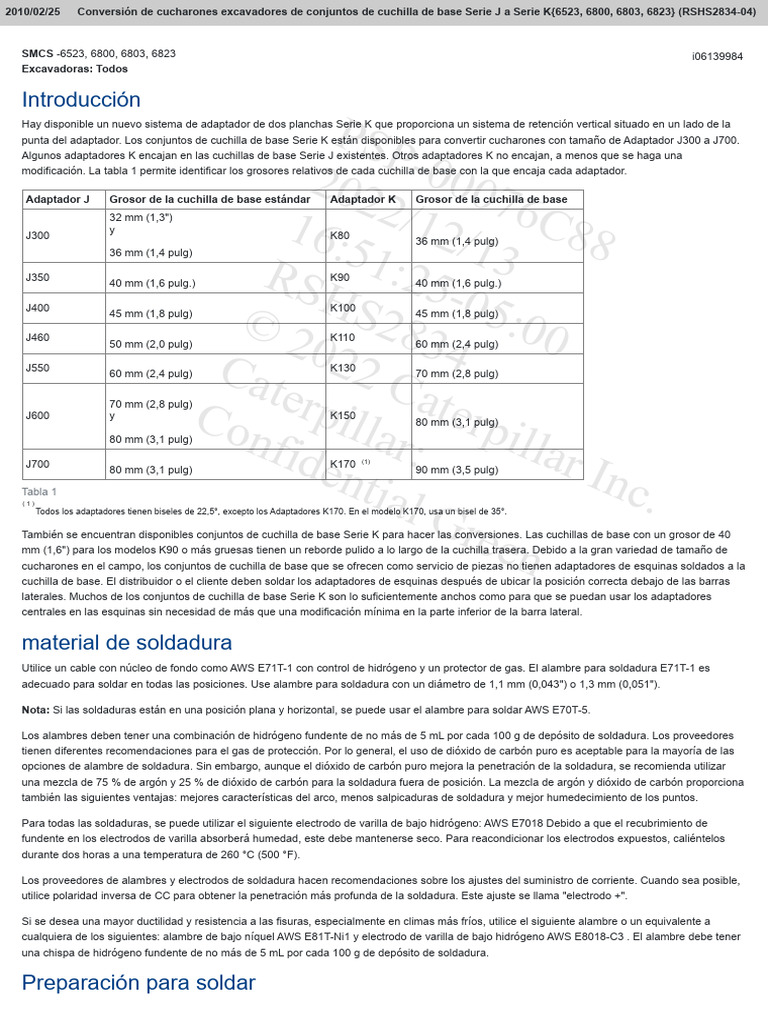 Convercion De Dientes Tipo K A J Excavadora 330L PDF