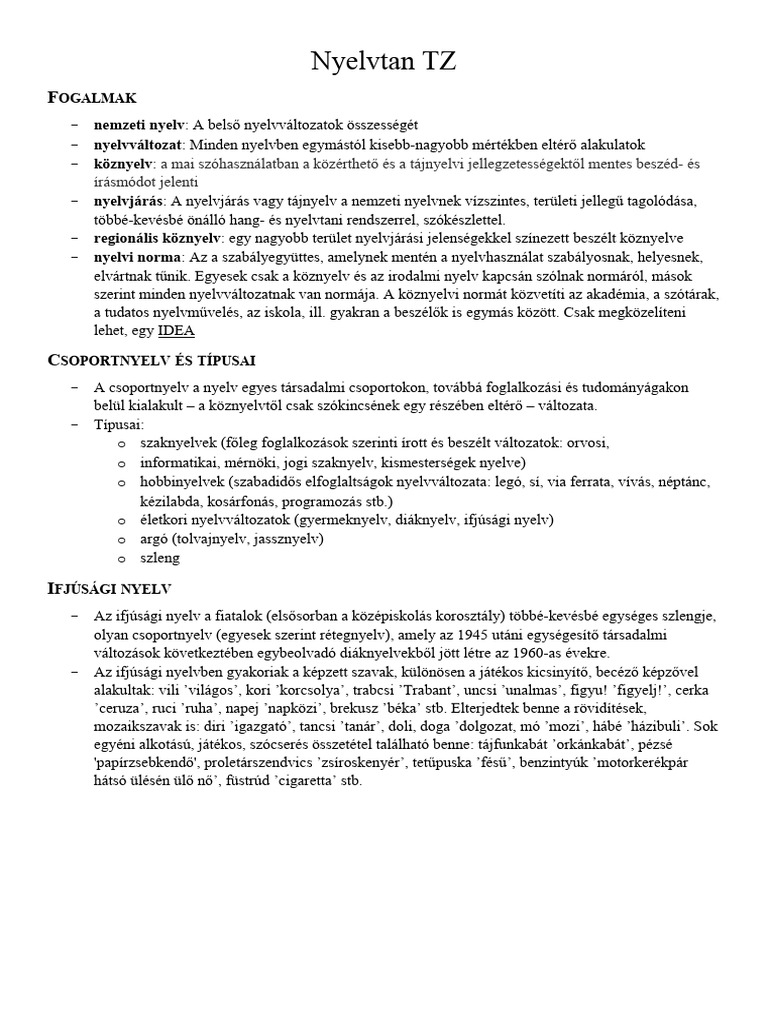 Nyelvtan | PDF
