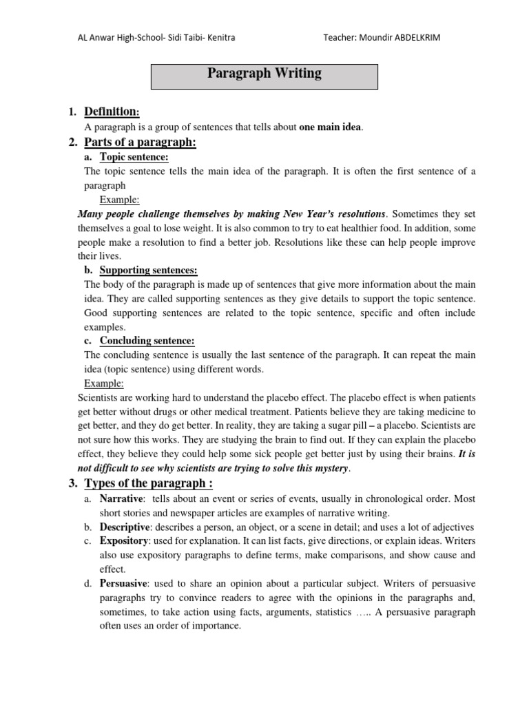 Paragraph Writing - Lesson - 110816-1 | PDF
