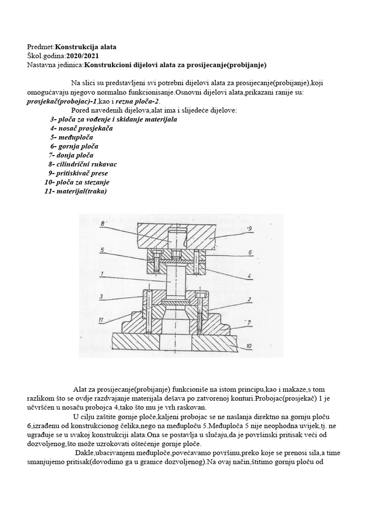 Konstrukcioni Dijelovi Alata Za Prosijecanje (Probijanje) | PDF