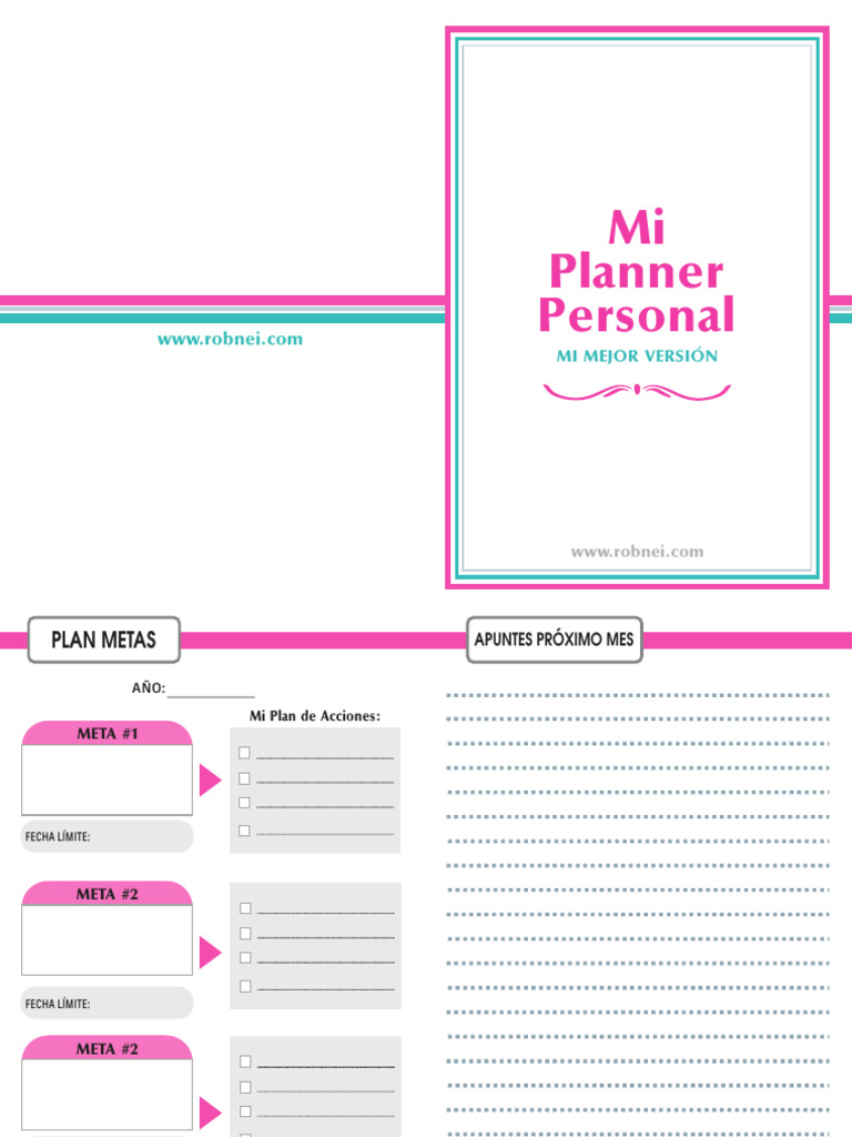 Mi Planner Personal Rosado | PDF