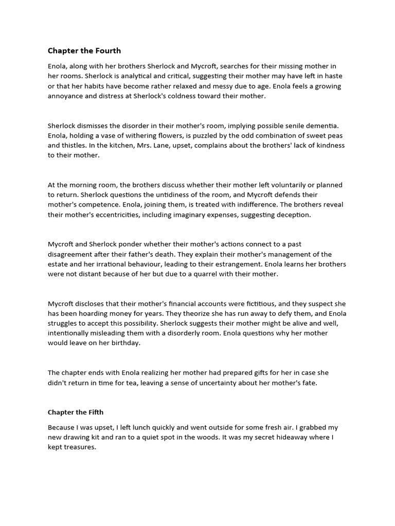 Enola Holmes Chapters 4 and 5 Summary | PDF