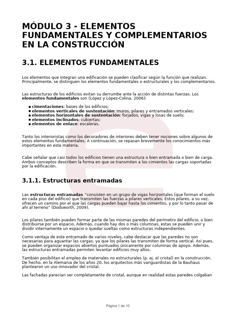 Modulo 3 Elementos Fundamentales y Complementarios en La Construccion | PDF