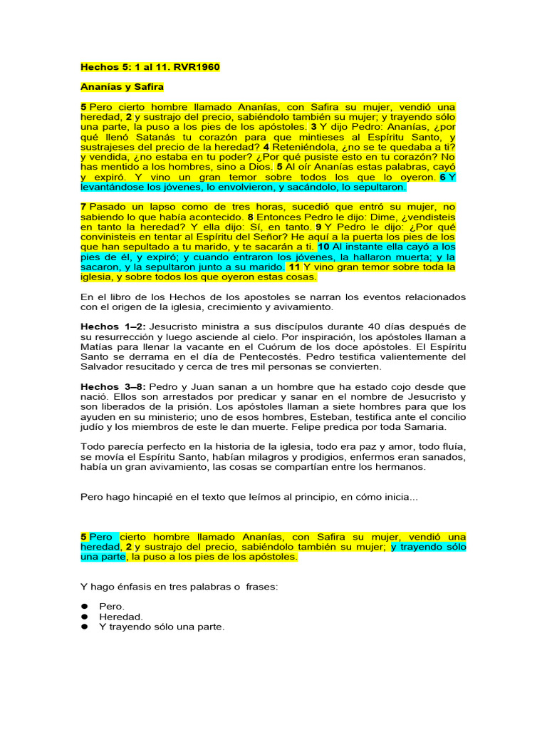 Lección de Ananías y Safira | PDF