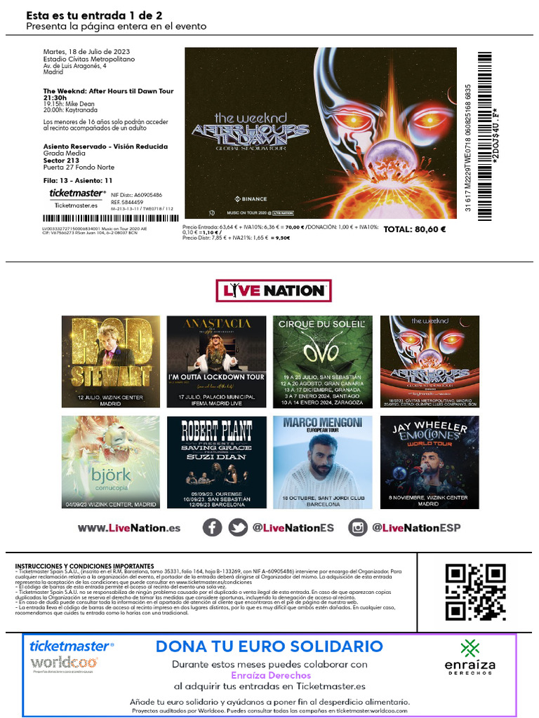 Entradas The Weeknd Madrid 2023 | PDF