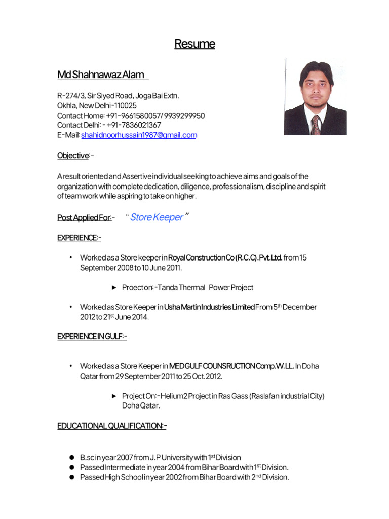 Store Keeper Resume | PDF