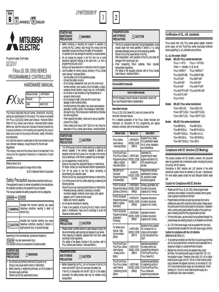 PLC Mitsubish SX 3UC | PDF