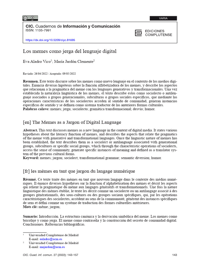 Memes: Jergas del Lenguaje Digital | PDF | Ciencias sociales