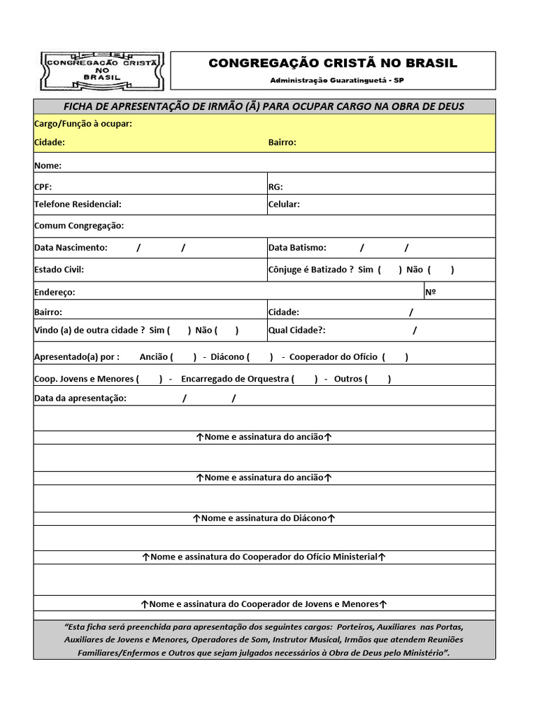 Ficha de Apresentação CCB-2 | PDF