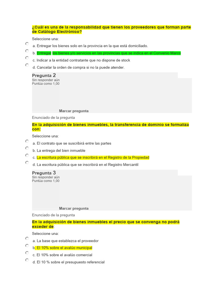 Preguntas Del Sercop | PDF