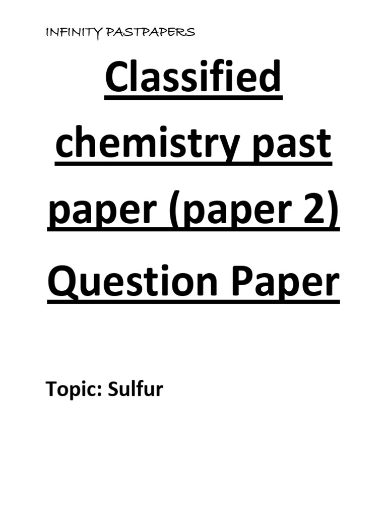 Chemistry Past Paper on Sulfur | PDF