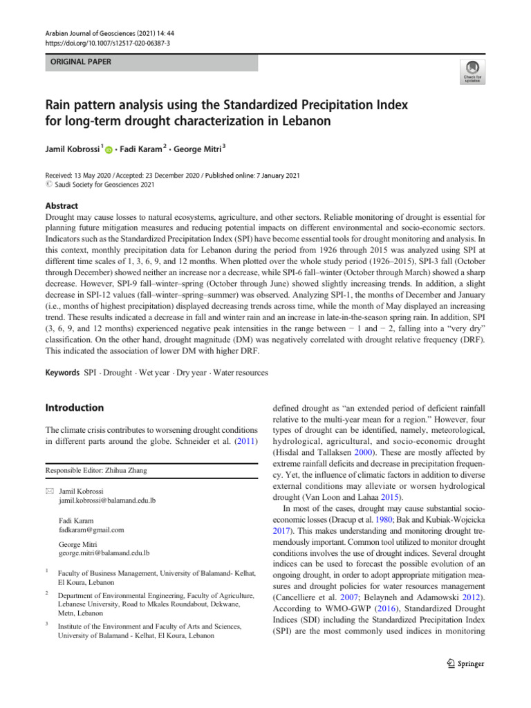 Rain Pattern Analysis Using The Standardized Precipitation Index For ...