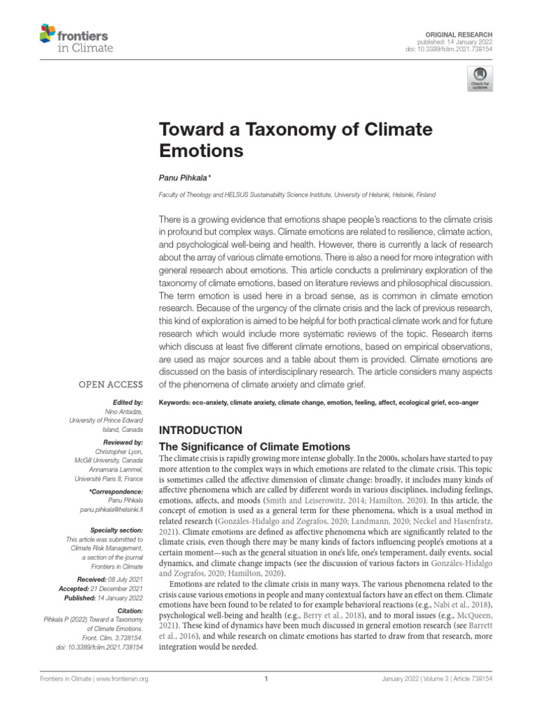 Climate Change and Emotions Analysis of People's Emotional States in ...