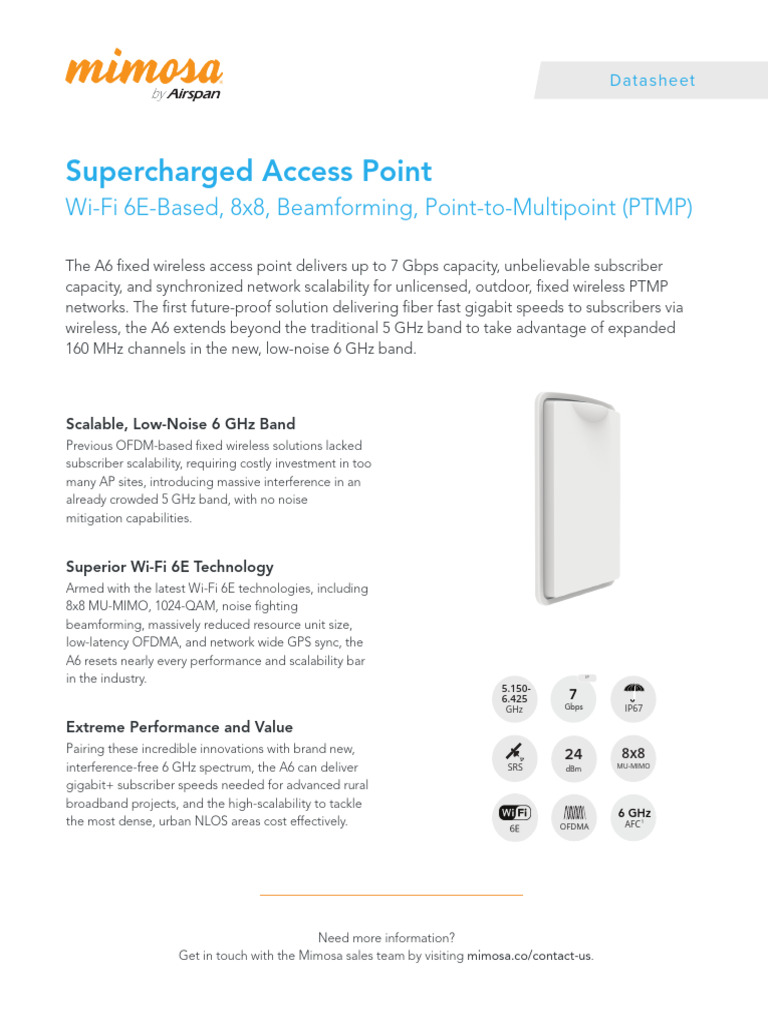 Mimosa by Airspan A6 Datasheet DS 0023 04 | PDF