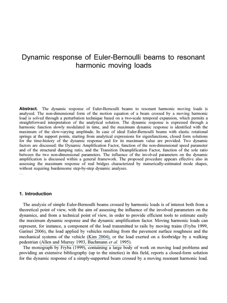 Dynamic Response of Euler Bernoulli Beam Removed | PDF Dynamic Response of Euler Bernoulli Beam Removed | PDF