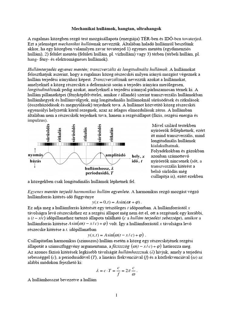 Mechanikai Hullamok Segedanyag | PDF