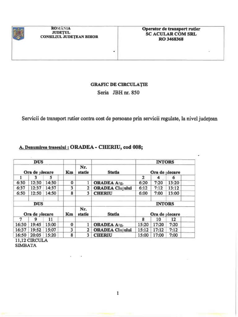 Grafic de Circulatie Bihor | PDF