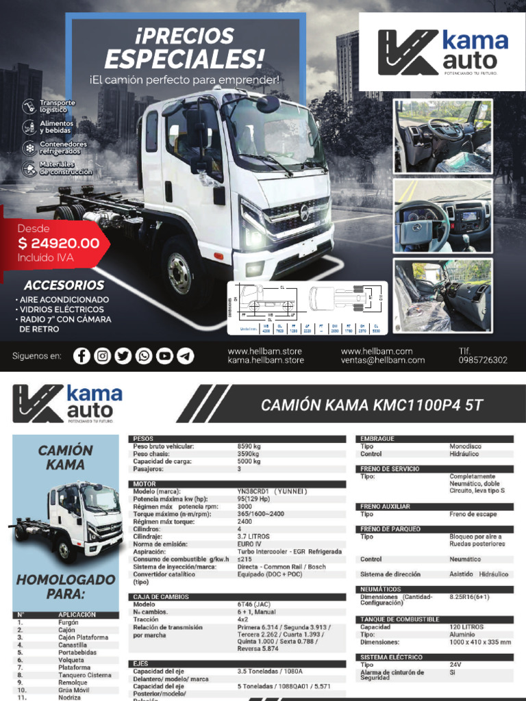 FICHA TECNICA CAMION KAMA KMC1100P4 V4 | PDF