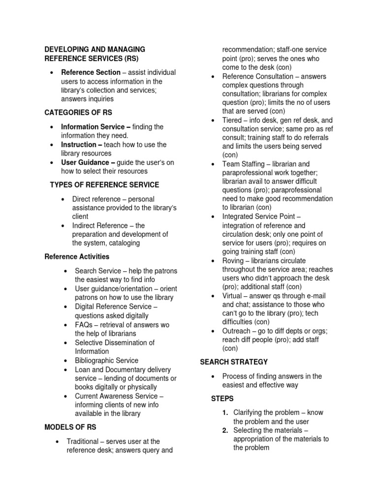 Developing and Managing Reference Service Notes | PDF | Libraries ...