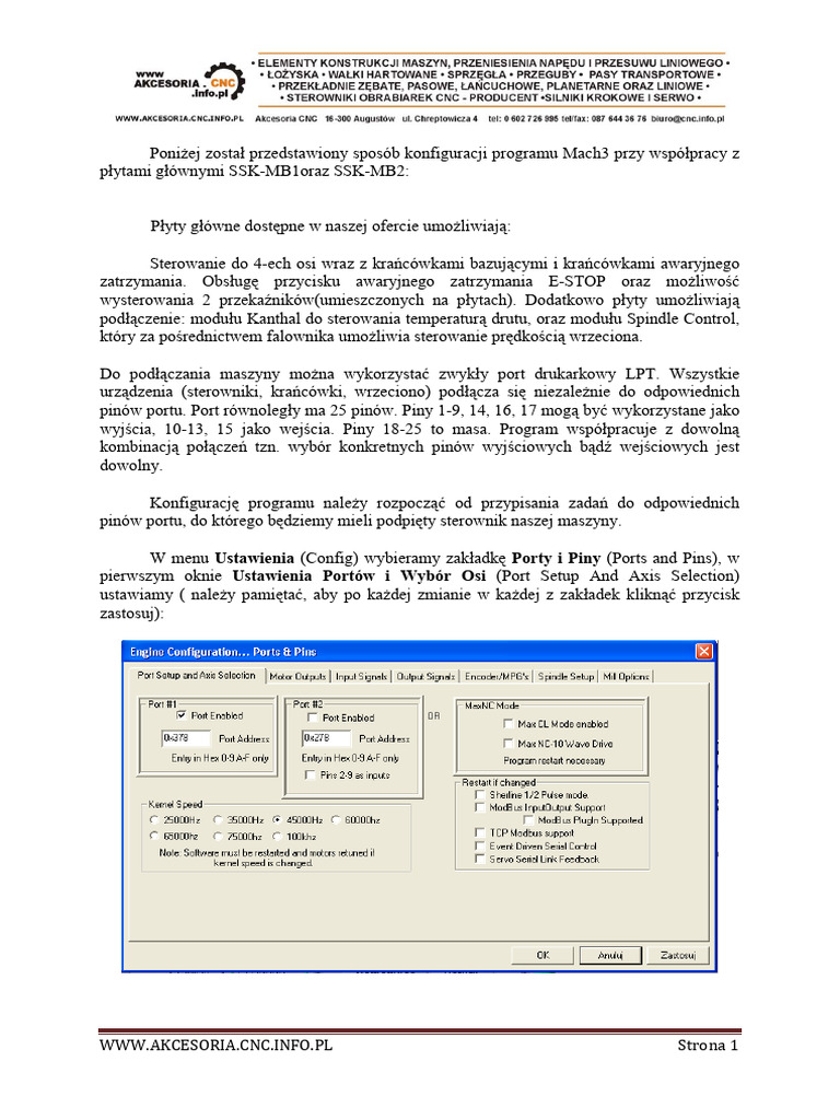 Konfiguracja Mach3 Z Plyta Glowna | PDF