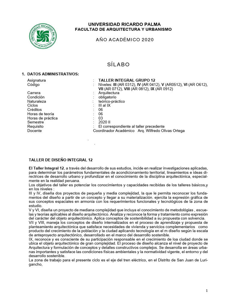 Silabo - 2020-Ii - T12 Lugar | PDF