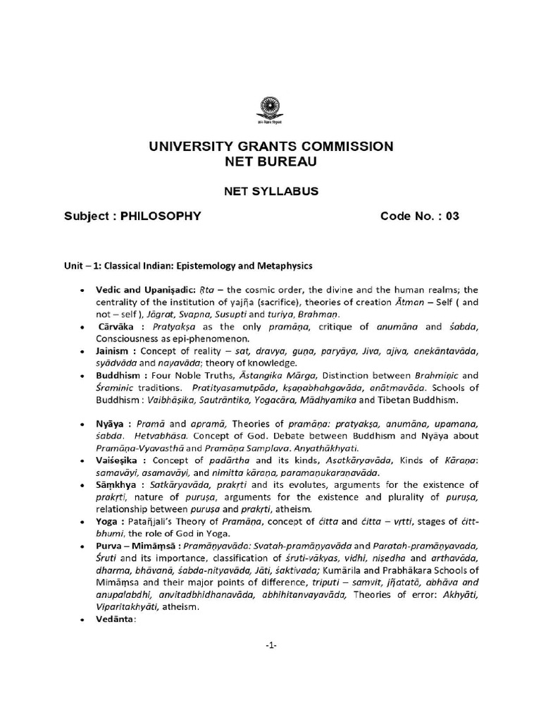 NET Philosophy Syllabus - Page 0001 | PDF