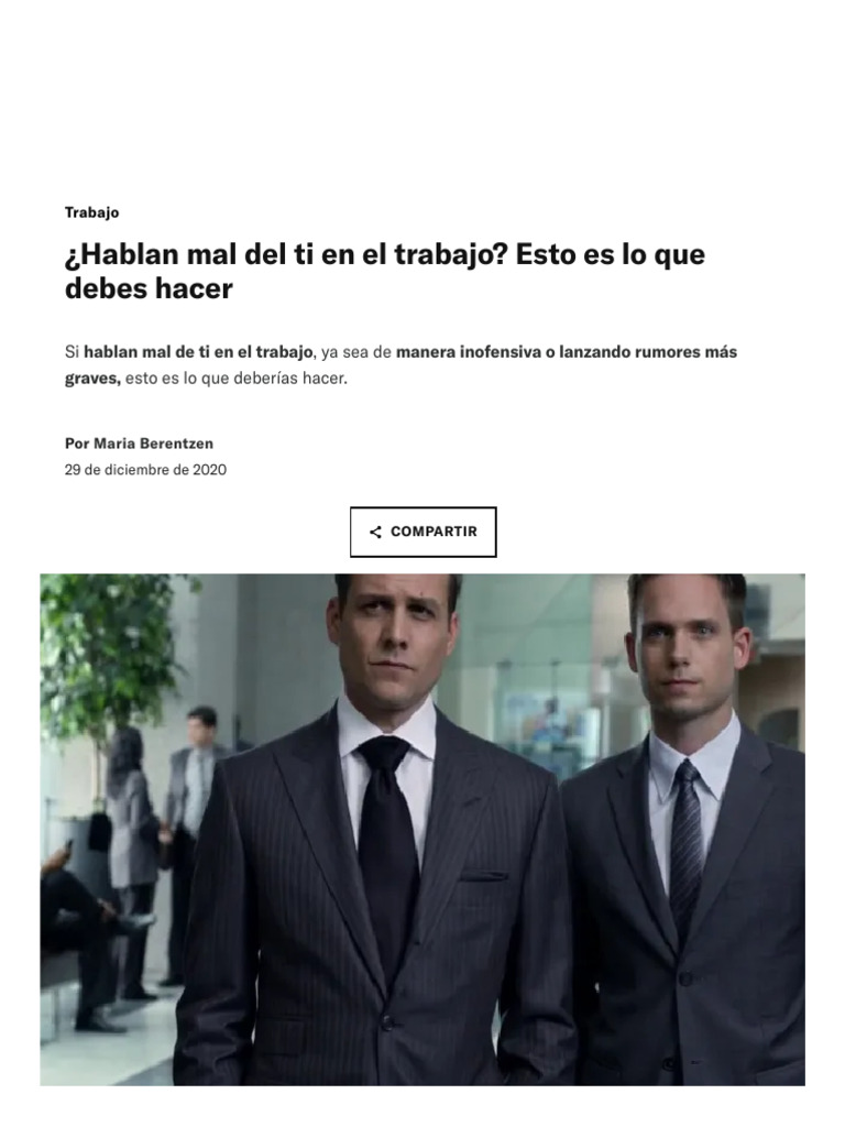 ¿Hablan Mal Del Ti en El Trabajo - Esto Es Lo Que Debes Hacer - GQ ...