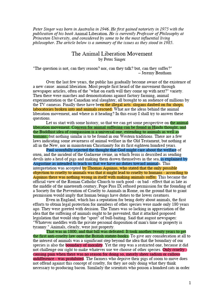 The Animal Liberation Movement by Peter Singer | PDF