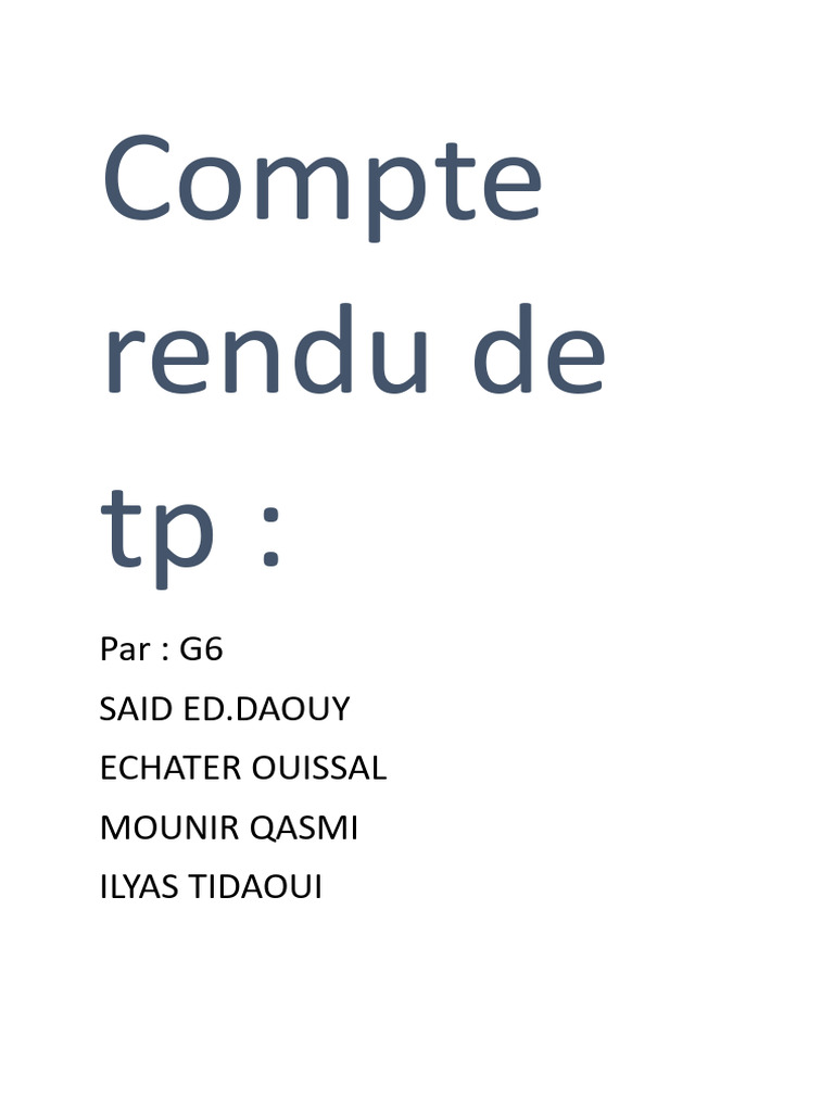 Compte Rendu de TP 1 | PDF