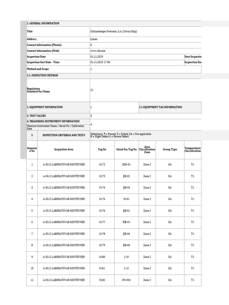 PSMone Ex Equipment Inspection Report | PDF