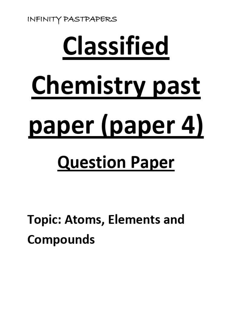 Chemistry Past Paper: Atoms & Compounds | PDF | Social Science