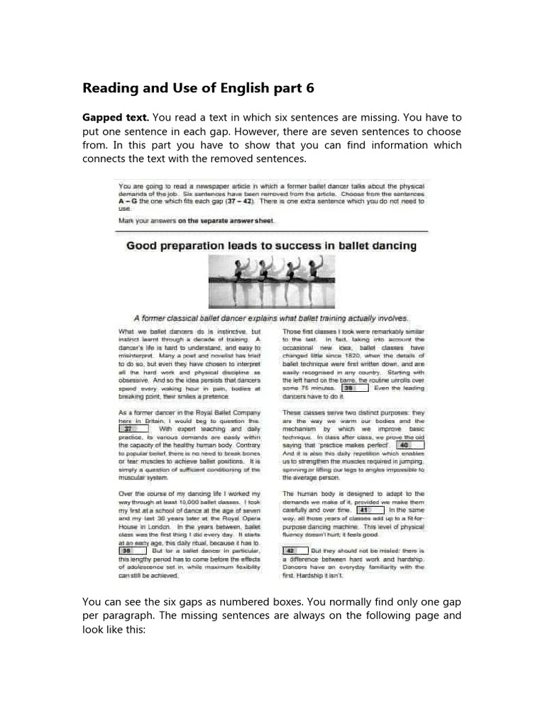 FCE - Reading and Use of English Part 6 | PDF | English Language ...