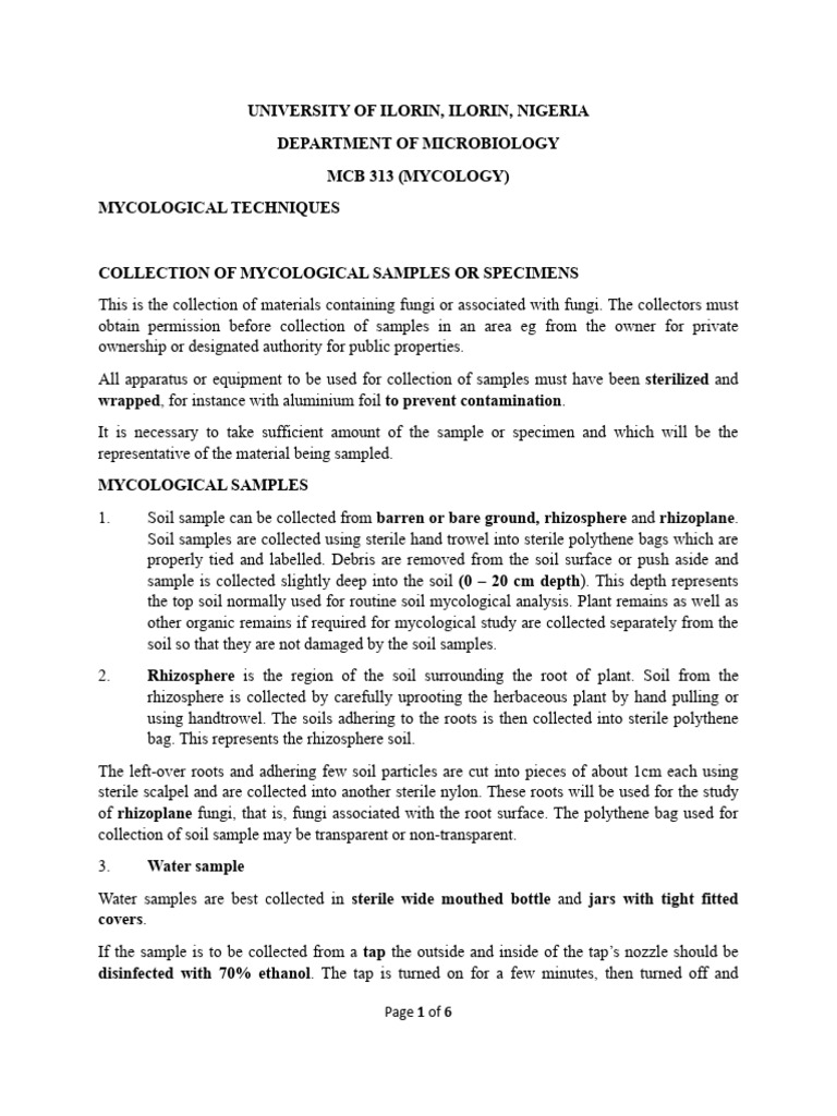 Mycological Techniques (MCB 313) Proof Read | PDF | Home & Garden ...