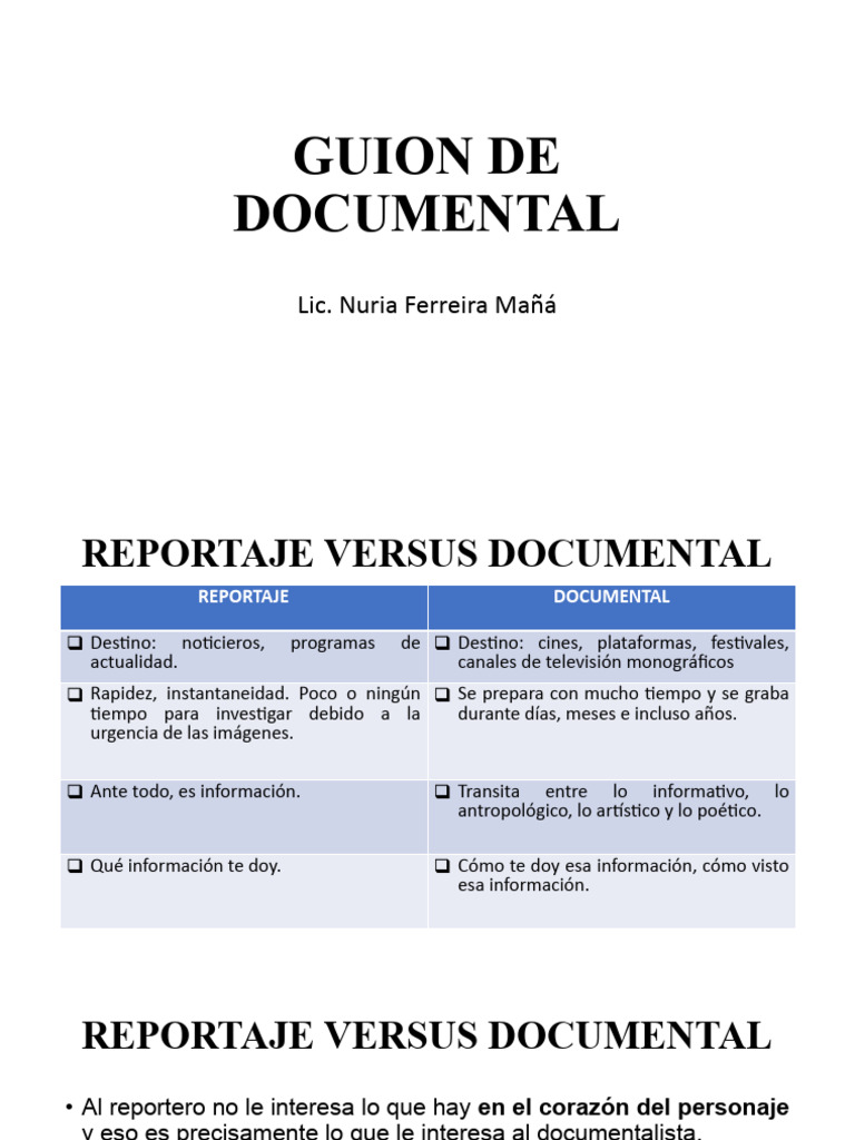 Powerpoint Guion de Documental | PDF