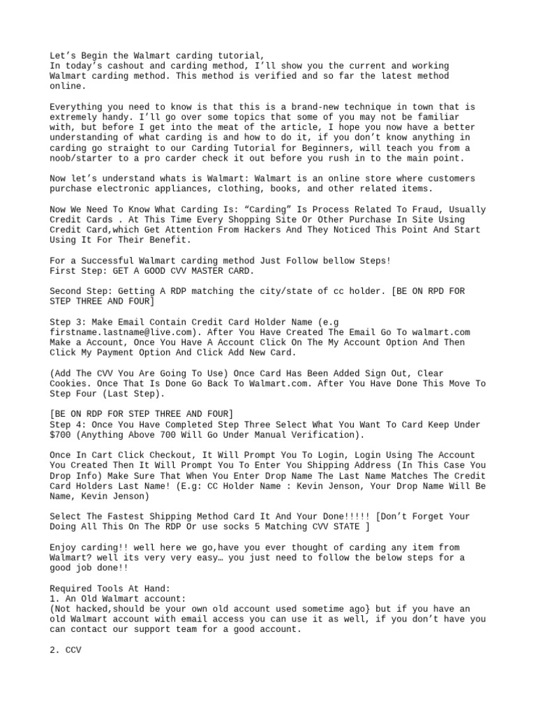 Walmart Carding Tutorial | PDF