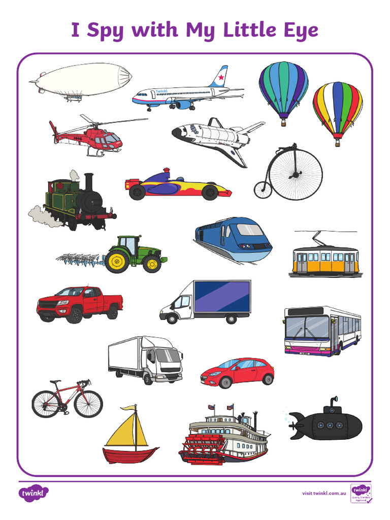 Transport Themed I Spy With My Little Eye Activity | PDF