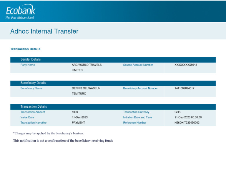 Adhoc Internal Transfer Details GHS | PDF