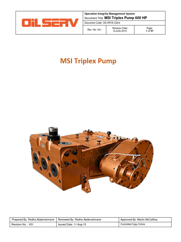 MSI Triplex 600 HP Module 2015 | PDF | Pump | Valve