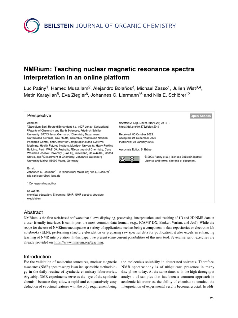 NMRium - Teaching Nuclear Magnetic Resonance Spectra 2024 | PDF