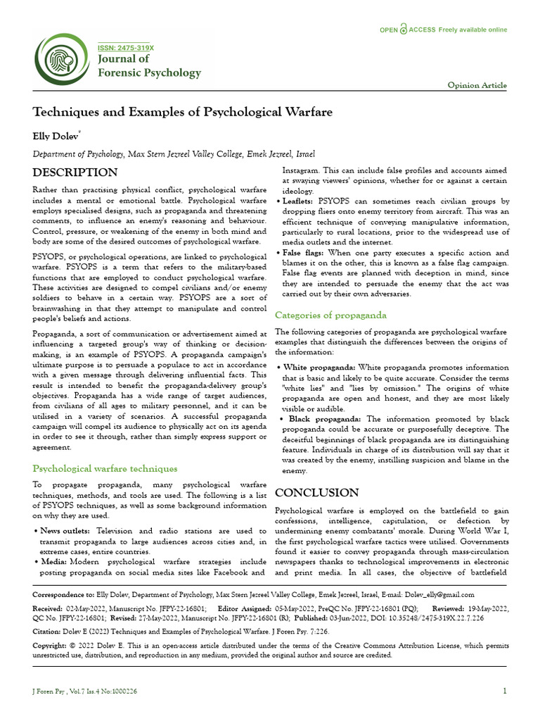 Techniques and Examples of Psychological Warfare | PDF