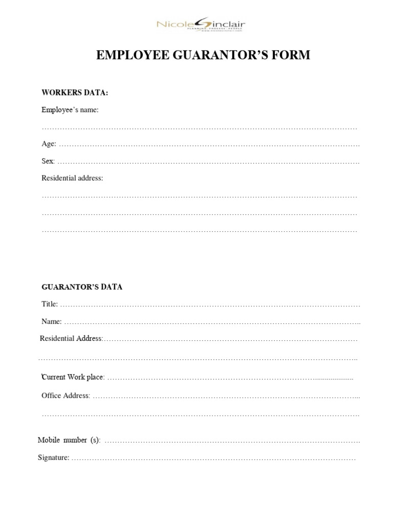 Guarantors Form Trade Depot | PDF