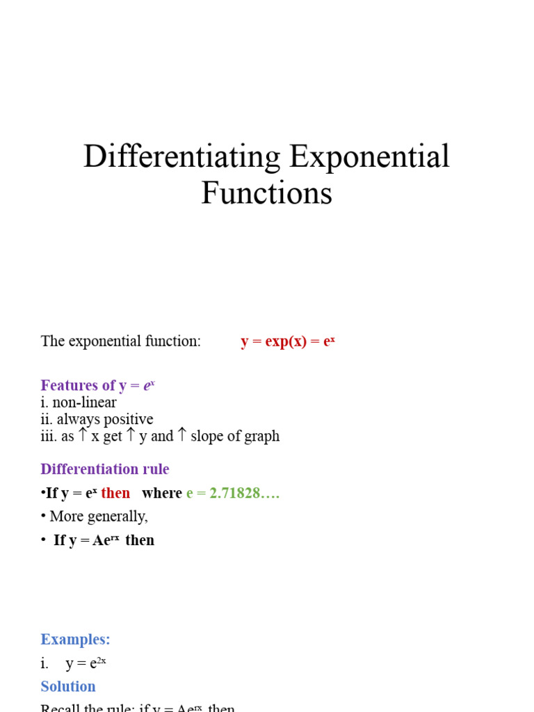 Differentiating Exponential Functions | PDF