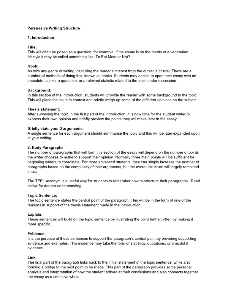 Persuasive Writing Structure | PDF