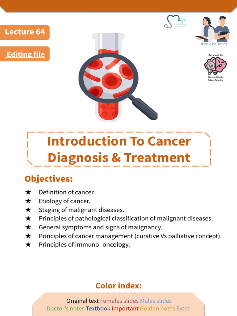 L63 - Introduction To Cancer Diagnosis | PDF