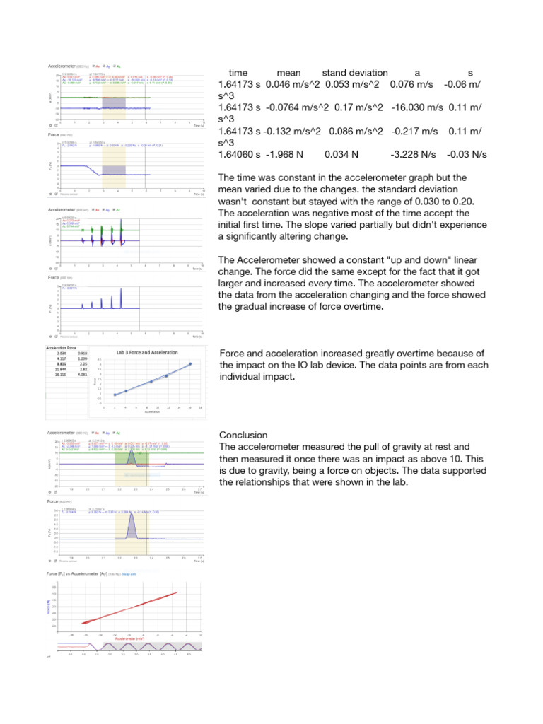 Lab 3 Force and Acceleration | PDF | Force | Accelerometer