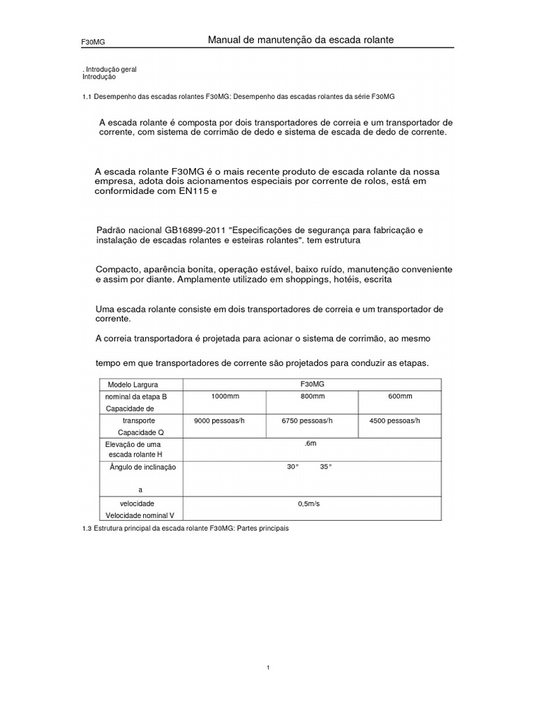 Manual de Operação e Manutenção Escada Rolante - ESCAL | PDF Manual de Operação e Manutenção Escada Rolante - ESCAL | PDF