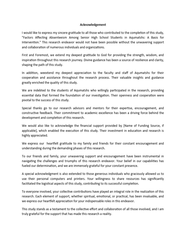 Acknowledgement-WPS Office | PDF | Gratitude | Cognition