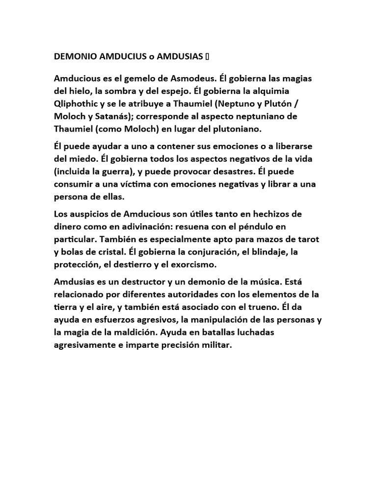 Demonio Amducius o Amdusias ? | PDF
