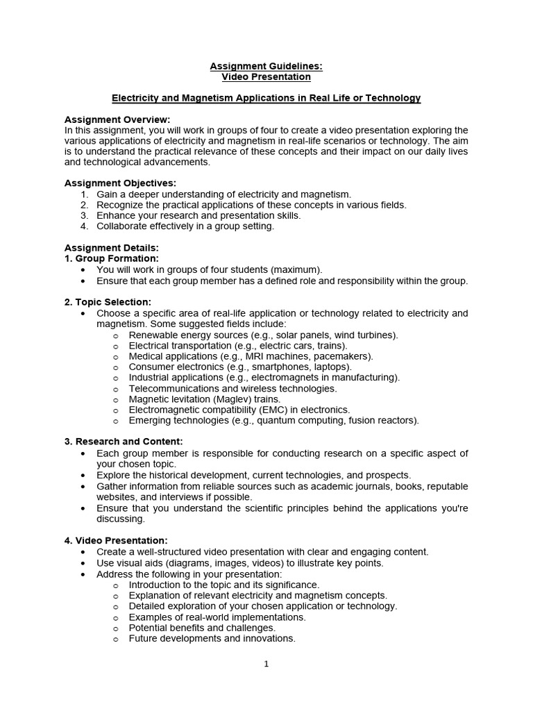 Video Presentation Guidelines PHY150 | PDF | Art | Computers