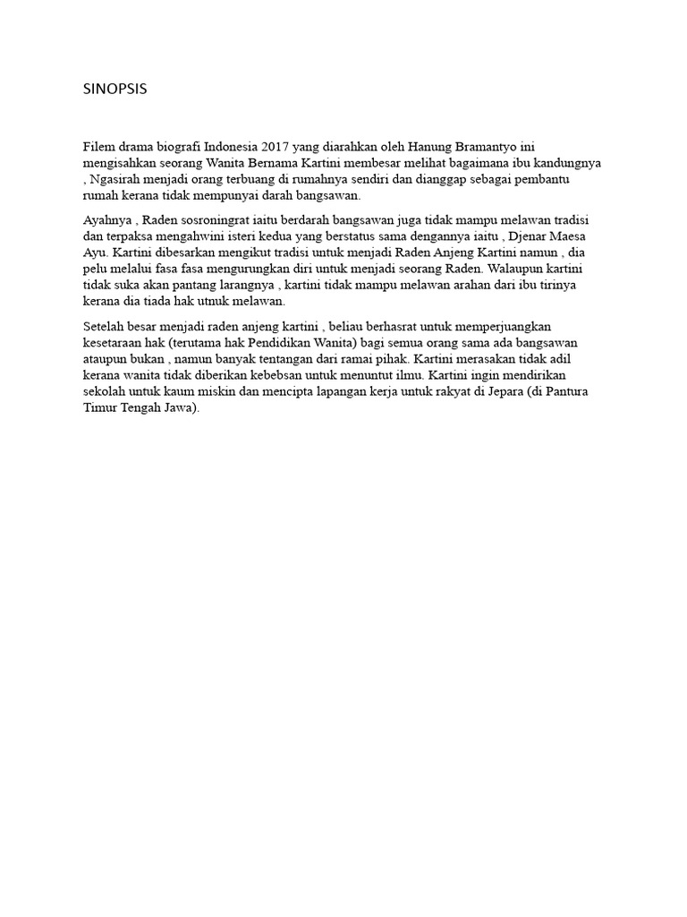 SINOPSIS Movie Kartini (Etika) | PDF